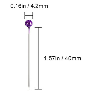 AIEX 1200 Pieces Sewing Pins Multicolor Head Pins Straight for Dressmaker Jewelry Decoration Sewing Projects(1.57inch)
