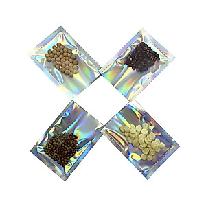 PABCK 100 Pieces 2.4x3.5 inch (Inside Size 2x3.1 inch) Front Clear Heat Seal Bags Open Packet Aluminum Foil Pouch for Packaging Candy Food Storage with Tear Notches