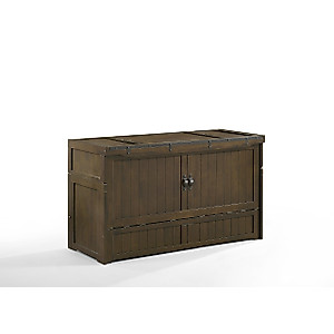 Night & Day Furniture Murphy Cube Cabinet Bed with 6" Gel Memory Foam Tri-Fold Mattress (Rustic Brown w/Ranchero Hardware, Queen)