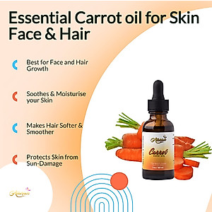 Allurials Carrot Seed Oil – 100% Pure & Organic, Unrefined, Cold Pressed, All Natural, aceite de zanahoria - Daucus Carota- Essential Carrot Moisturizer for Skin, Face and Hair Growth (1 Oz)