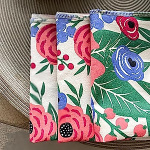 Earthly Co. Reusable Paper Towels - 10 Pack - Cloth Paper Towels Reusable Washable - Roll of Reusable Napkins Paperless Paper Towels - Absorbent + Long Lasting - Zero Waste Products - (Flowers)