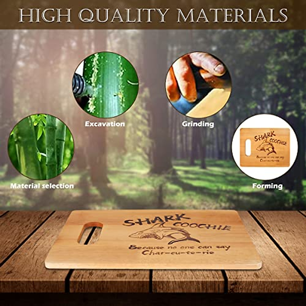 Shark Coochie Board, Charcuterie Board, Wooden Engraved Smooth Cutting Board Portable Easy to Clean Funny Meat and Cheese Board for Kitchen Camping Picnic (Shark 27x21)