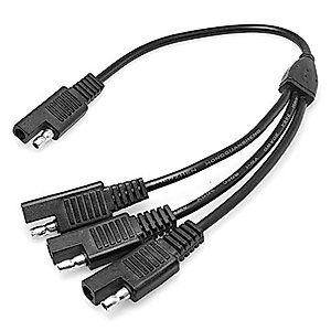 DGZZI SAE Power Extension Cable 35cm 18AWG Y Splitter 1 to 3 Connector 2 Pin Quick Disconnect Adapters Connector Cable for Solar Panel Charge