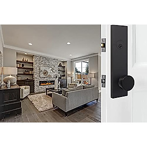 Weslock 066214242SL2D Addy Entry Handle with Mesa Knob (Keyed Handleset, Matte Black)