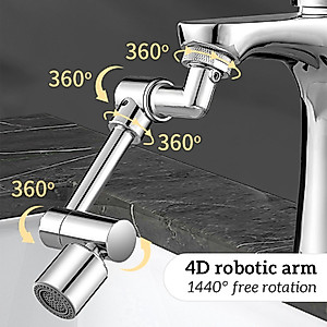 Eagles 1440° Swivel Faucet, Universal Faucet Extender Faucet Aerator, Kitchen Sink Aerator, Multi-functional Robotic Arm Faucet, Faucet Extension Replacement Part for Kitchen, Bathroom (1pack)