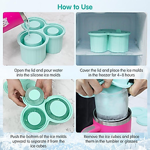 Ice Mold for Stanley Cup, Silicone Ice Cube Tray for 20-30-40oz Tumbler, Hollow Cylinder Ice Cube Mold with Lid for Stanley, Easy Fill and Release Ice Maker Tray for Whiskey, Cocktail, Coffee, Juice