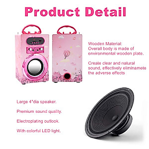 Kidsonor Kids Bluetooth Karaoke Machine with 2 Microphones, Wireless Rechargeable Remote Control Portable Karaoke Speaker Music MP3 Player Loudspeaker with Microphones for Kids (Pink)