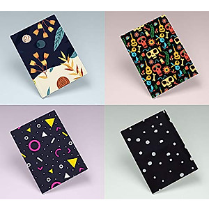 4 Pack Premium Book Covers for Hardcover, Book Covers Stretchable Up to 9x12, Unique Pattern Book Covers for Textbooks, Fabric Cloth Ideal for Comic Book Sleeve, Jumbo Book Socks, Textbook Holder