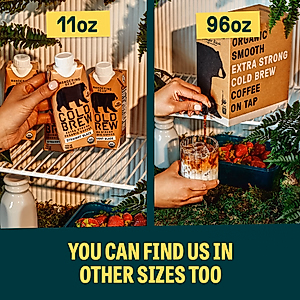 Wandering Bear Straight Black Organic Cold Brew Coffee, Iced Coffee, 32 fl oz, 6 pack - Extra Strong, Smooth, Unsweetened, Shelf-Stable, Ready to Drink, Cold Brewed Coffee, Cold Coffee