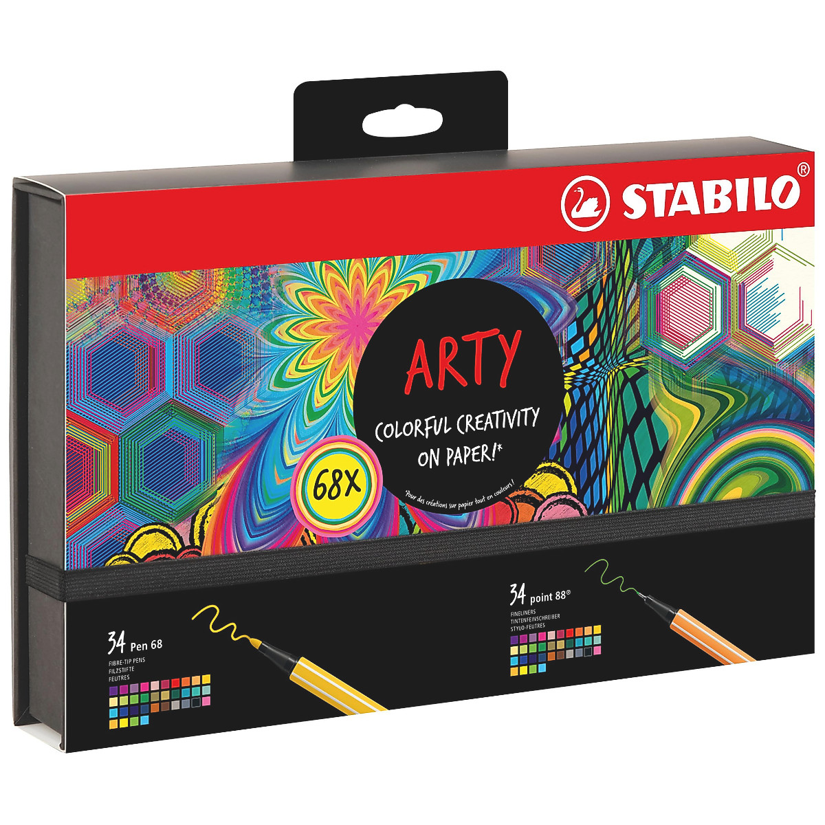 Pen Set - STABILO Arty Creative Set - Pack of 68 - Point 88 & Pen 68 - Fineliners & Fiber-Tip Pens - Assorted Colors
