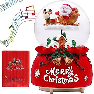 Christmas Snow Globe with Music and Color Lights Large Musical Christmas Snow Globe 6.7inch Musical Water Globe Santa Music Snow Globe Christmas Decorations with Music Box Xmas Gifts for Kids Girls