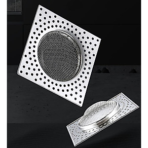 Bathtub Drain Hair Catcher, Fast Drain Shower Drain Hair Catcher, 304 Stainless Steel Drain Protector for Bathroom Pop-up Drain, Kitchen and General Drain (4 Pieces Square)