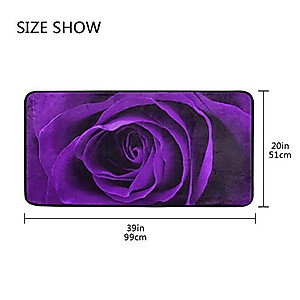 CaTaKu Romantic Purple Rose Area Rug 39x20 Inches Polyester Area Rug Floor Rug Runner Washable Carpet Mat for Kitchen Dinning Room Home Decorative
