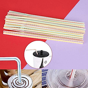 500pack Plastic Straws Disposable Bendable Straws 8" Long Flexible Bendy Straws for Home Bar Store Party (striped)