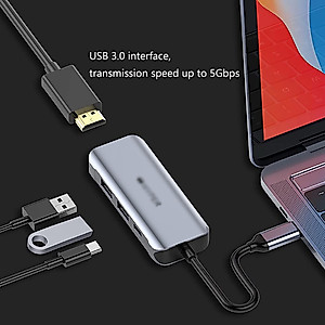 Port Expander USB C Docking Station USB C to HDMI Multiport Adapter 4 in 1 USB C Hub with 4K HDMI, 2 USB 3.0 Ports, 100W PD Charger USB Splitter