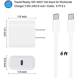 USB C Fast Charger for iPad Pro 12.9/11 in 2022/2021/2020/2018,iPad 10th,iPad Air 4th/5th 10.9",iPad Mini 6th Generation,iPad Charger Fast Charging Wall Charger Block with 6FT USB C to C Cable