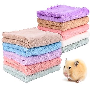 QUACOWW 10 Pieces Guinea Pig Blanket, Rabbits Hamster Fleece Cage Liners, Small Animals Bedding Mats, Soft Guinea Pig Accessories Bathe Towels for Small Animals Pets Dog Puppy Cat