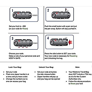 Kaddy Large Medicine Bag, Secure, Padded, Pill Organizer Box, Case for Bottles of Medicine or Supplements; Storage; Toiletry; 3 Digit Lock, Grey