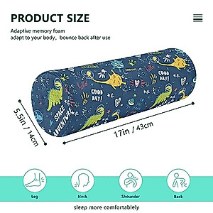 Vnurnrn Space Adventure Dinosaurs Neck Support Pillow Round Neck Roll Bolster Cylinder Pillow Cervical Pillows Arm Pillow for Leg Knee Back Head Support for Work Men Women Bed