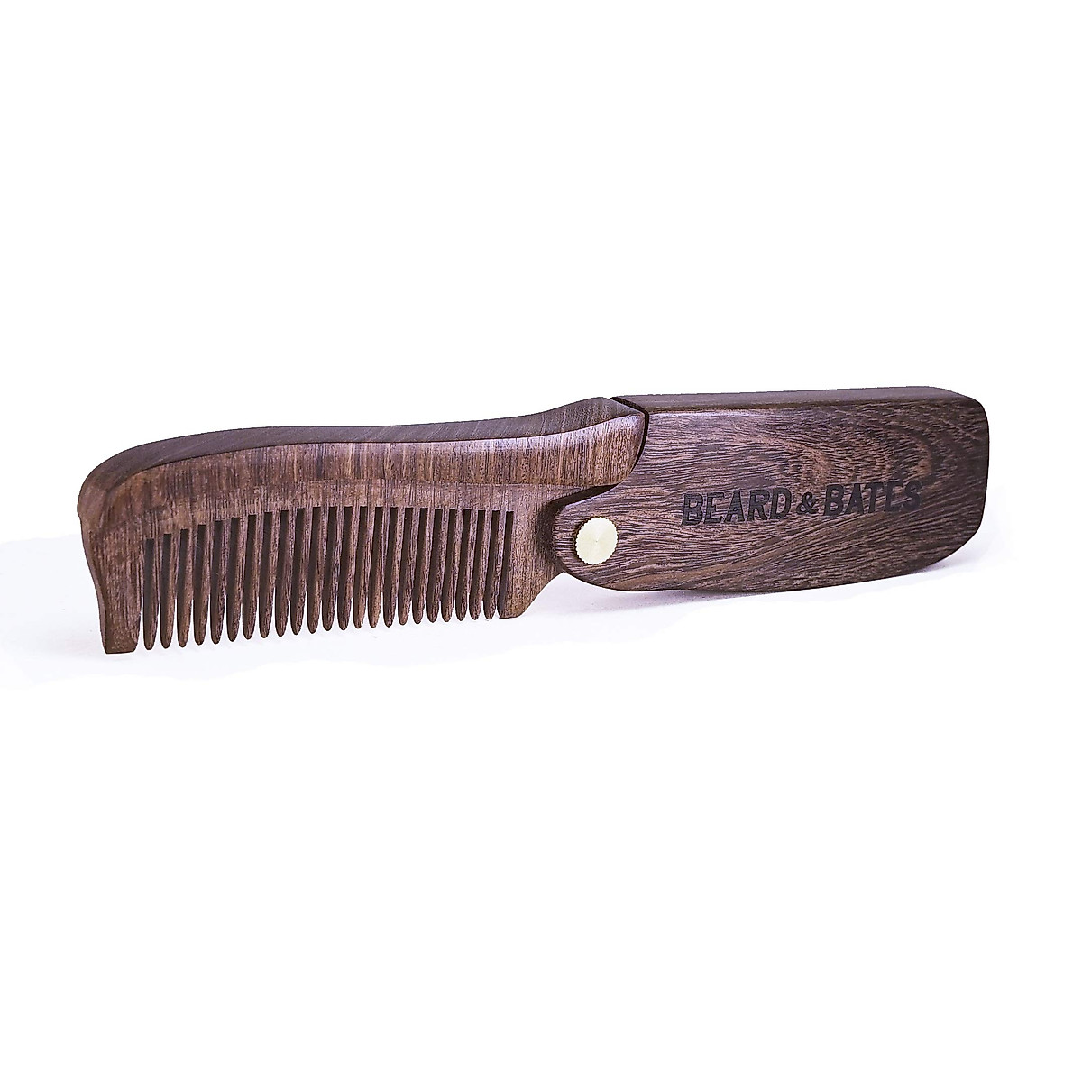 BEARD & BATES The Sandalwood Switchblade - The Original Folding Wooden Beard Hair Comb | Boutique, Artisan Crafted, Los Angeles
