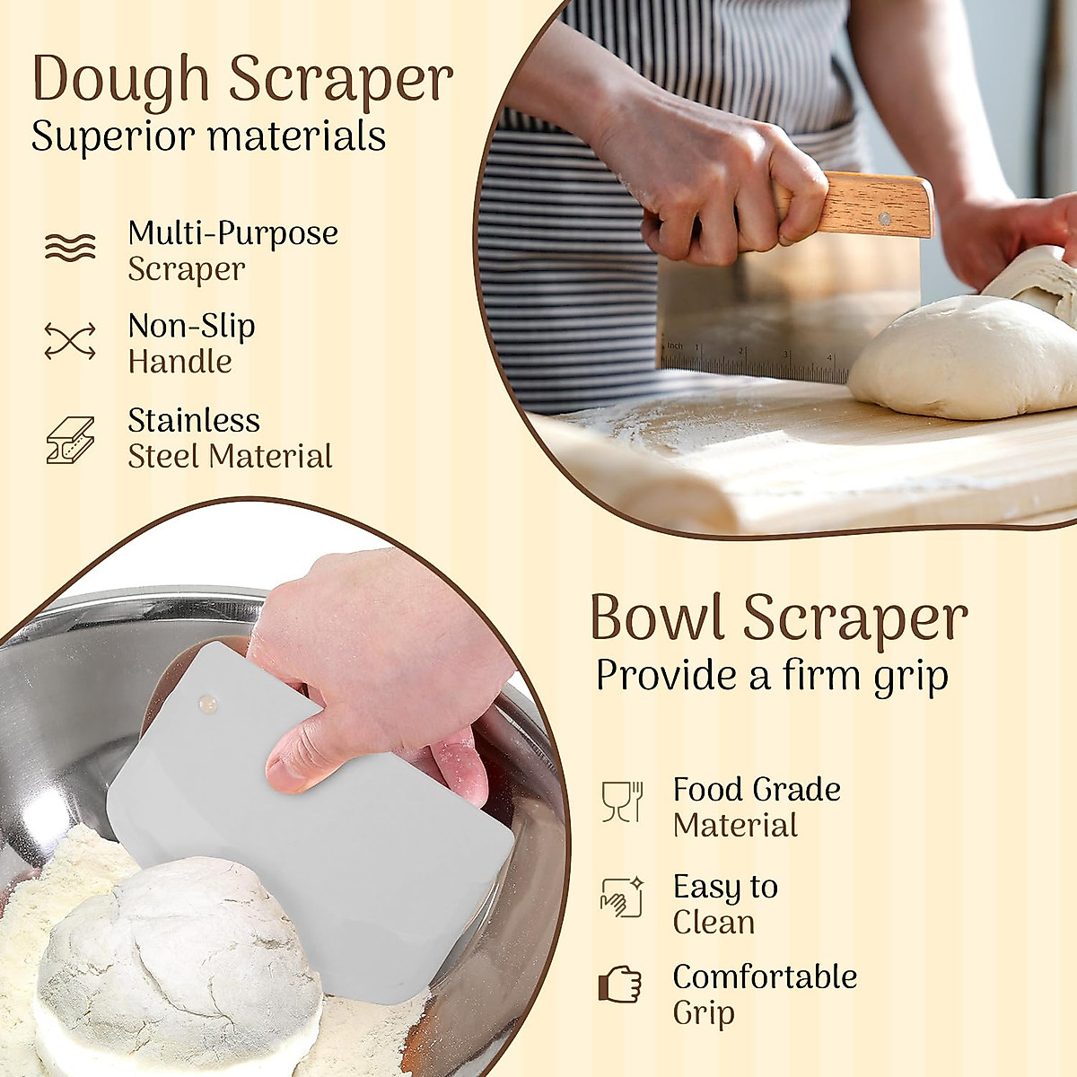 Banneton Bread Proofing Basket Set Sourdough Starter Kit Round 9" Rattan Proofing Basket, 36oz Large Wide Sourdough Starter Jar, Bread Lame, Sourdough Bread Baking Supplies, Banneton Basket Gift Set