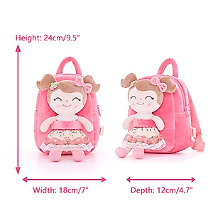 Gloveleya Kids Backpack Toddler Backpack Soft Plush Flower Fairy Girl Doll Backpack Pink 9"