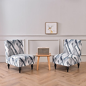 Jusmate Armless Accent Chair Cover Slipcover, Stretch Chair Slipper Super Fit Armless Chair Furniture Protector Cover Slipcover for Living Room Hotel (Blue/Grey)