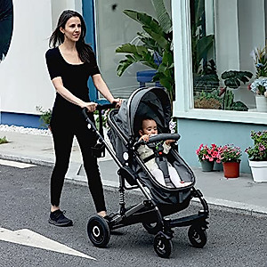 CoolShare Baby Stroller for Toddler, Foldable Aluminum Alloy Pushchair with Adjustable Backrest, 2 in 1 High Landscape Convertible Reversible Bassinet Pram for Infant & Toddler,3D Suspension