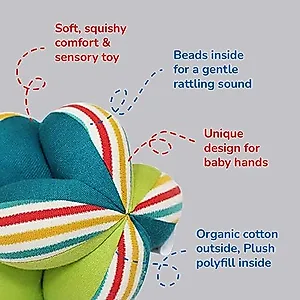 Shumee Colorful Plush Fabric Ball| Baby Textured Ball, Baby Fabric Plush Stuffed Ball Toys, Montessori Soft Ball Toys | Developmental Clutch with Rattle, Infant/Babies | Newborn Gift