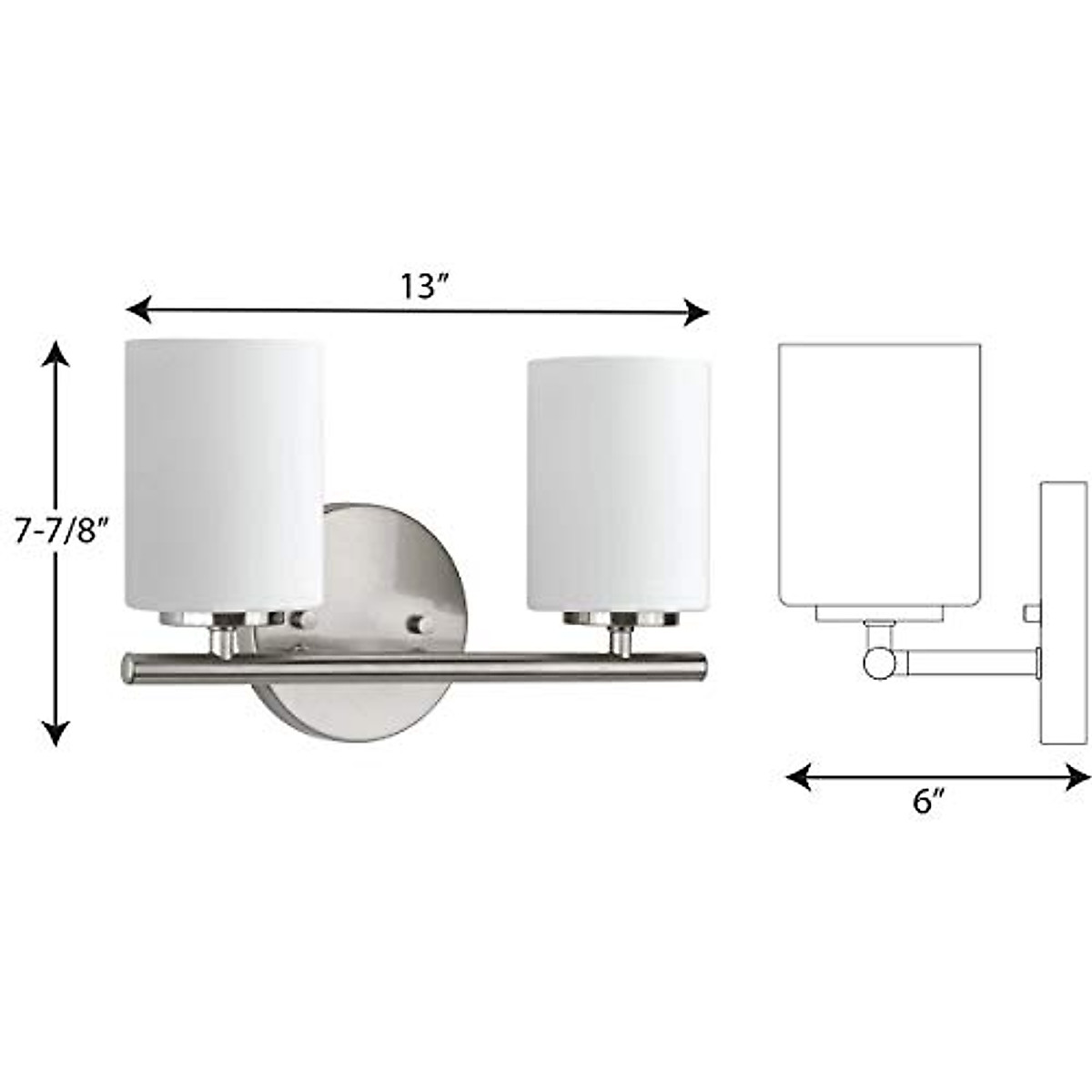 Replay Collection 2-Light Etched White Glass Modern Bath Vanity Light Brushed Nickel
