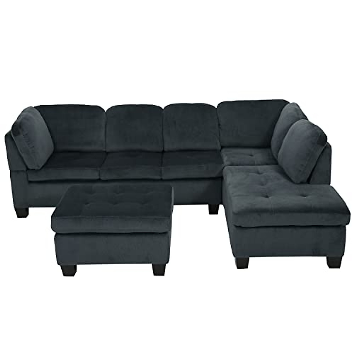 Christopher Knight Home Canterbury Fabric Sectional Set, Charcoal