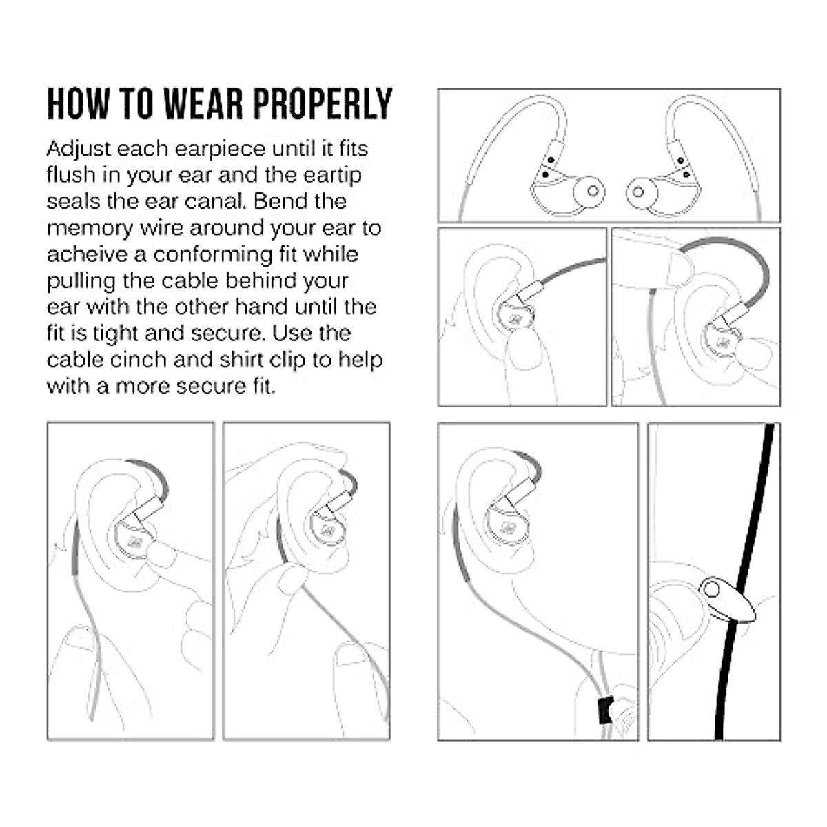 MEE audio M6 PRO In Ear Monitor Headphones for Musicians, 2nd Gen Model With Upgraded Sound, Memory Wire Earhooks & Replaceable Cables, Noise Isolating Professional Earbuds, 2 Cords Included (Clear)