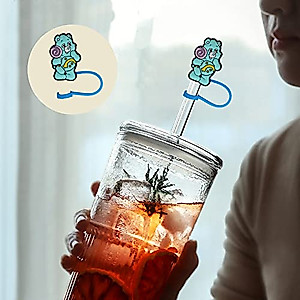 SEQLA71 9Pcs Straw Covers Cap Straw Tips Cover for Reusable Silicone Drinking Straw Tips Lids Drinking Straw Cute Straws Plugs (Not include Straw)