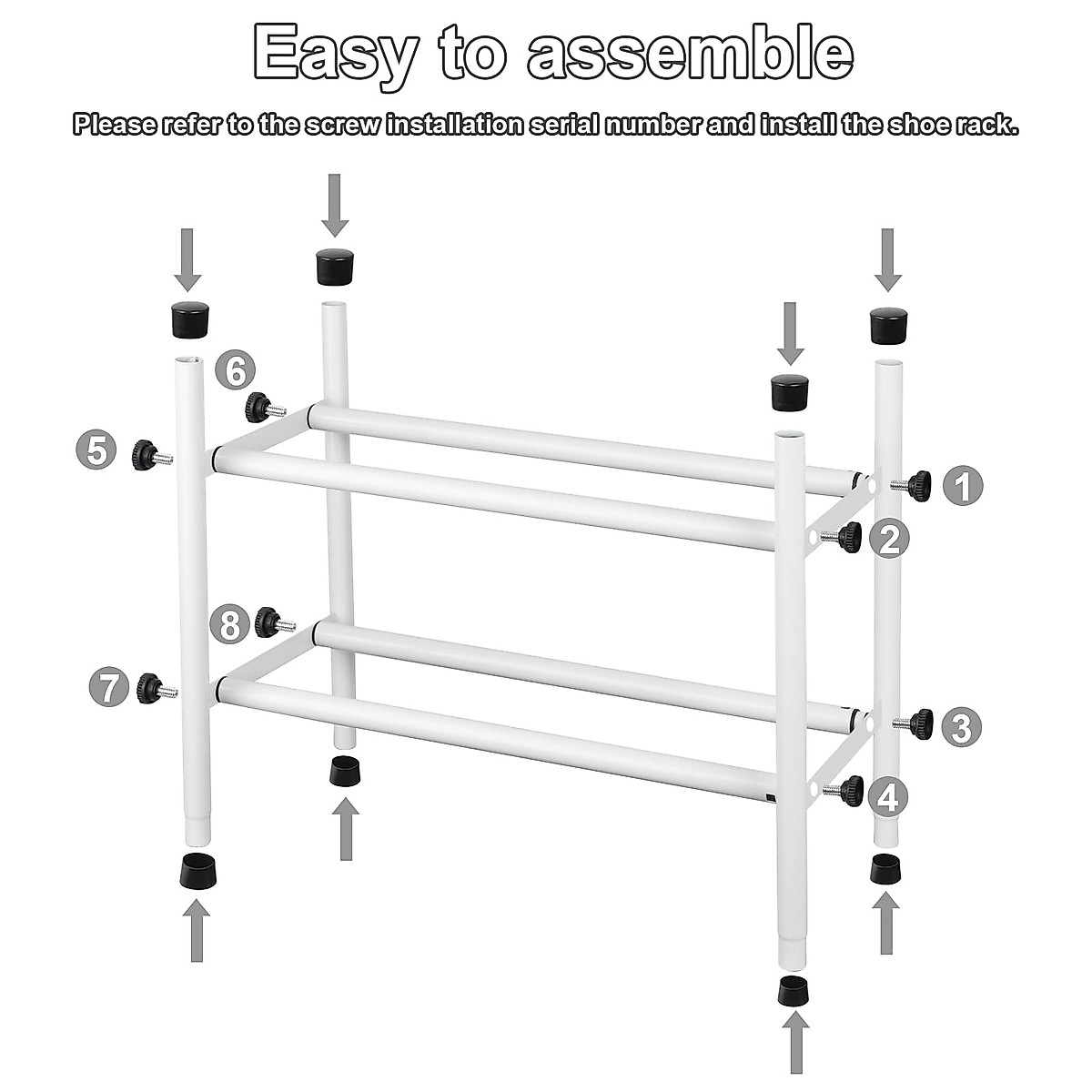 HEDOMII 2-Tier Expandable Shoe Rack | Heavy Duty Metal Shoes Organizer for Closet Entryway Cabinet | Adjustable Free Standing Shoe Racks Shelf Storage (White)
