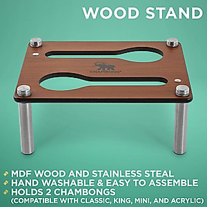 Chambong - Champagne Flute Party Set - 2 Glass Champagne Shooters (6 oz) & 1 Dark Wood Flute Holder (Holds 2) - Perfect for Bachelorette Party Favors, Engagement Gifts & White Elephant Gifts