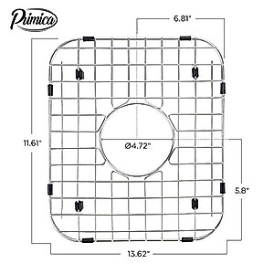 Sink Protectors for Kitchen Sink - 13 5/8 in x 11 5/8 Stainless Steel Sink Grid 2pcs Set - Kitchen Sink Protector Center Drain Hole - Rust-Resistant Metal Accessories