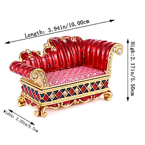 QIFU Sofa Series Hand Painted Hinged Jewelry Trinket Box with Rich Enamel and Sparkling Rhinestones Unique Gift Home Decor