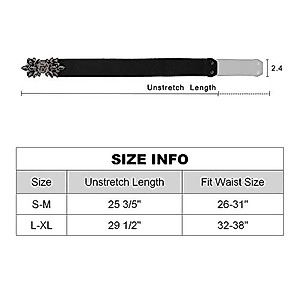 Dorchid Women Retro Belts Rhinestone Cummerbunds Floral Crystal Interlocking Waistband Stretch belt for Female (Black, L-XXL(32~39"))