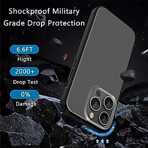 YITETTTI Hard Case for iPhone 14 Pro Max[0.2-Inch Lens Protective][6.6FT Military Grade Protective] Translucent Matte Slim Shockproof Case for iPhone 14 pro max Phone Cases Cover,Black
