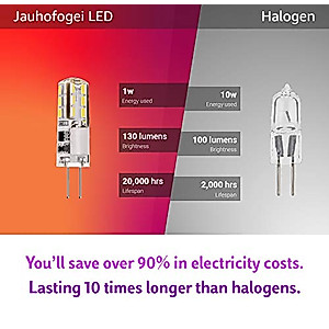 JAUHOFOGEI G4 LED Bulb 12V ac/dc Bi-pin Base Landscape Light Bulbs - 10W Replacement Halogen JC Bulb - 1 Watt 12 Volt Mini T3 Bulb for Under Cabinet Puck Lights - Daylight White 6000K - 10 Pack