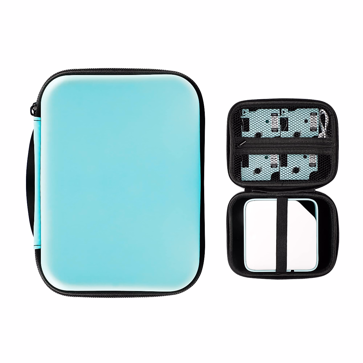 Vixic Hard Case Compatible Label Maker D1600/P3200 - Green Box with Holder for Printer & Labeling Tapes Refills and Mesh Pocket for Accessories