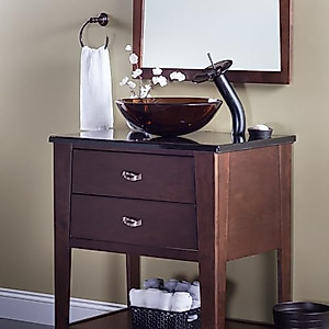 Novatto GF-001ORB-T Falls Single Lever Waterfall Vessel Faucet, Oil Rubbed Bronze/Tea Glass