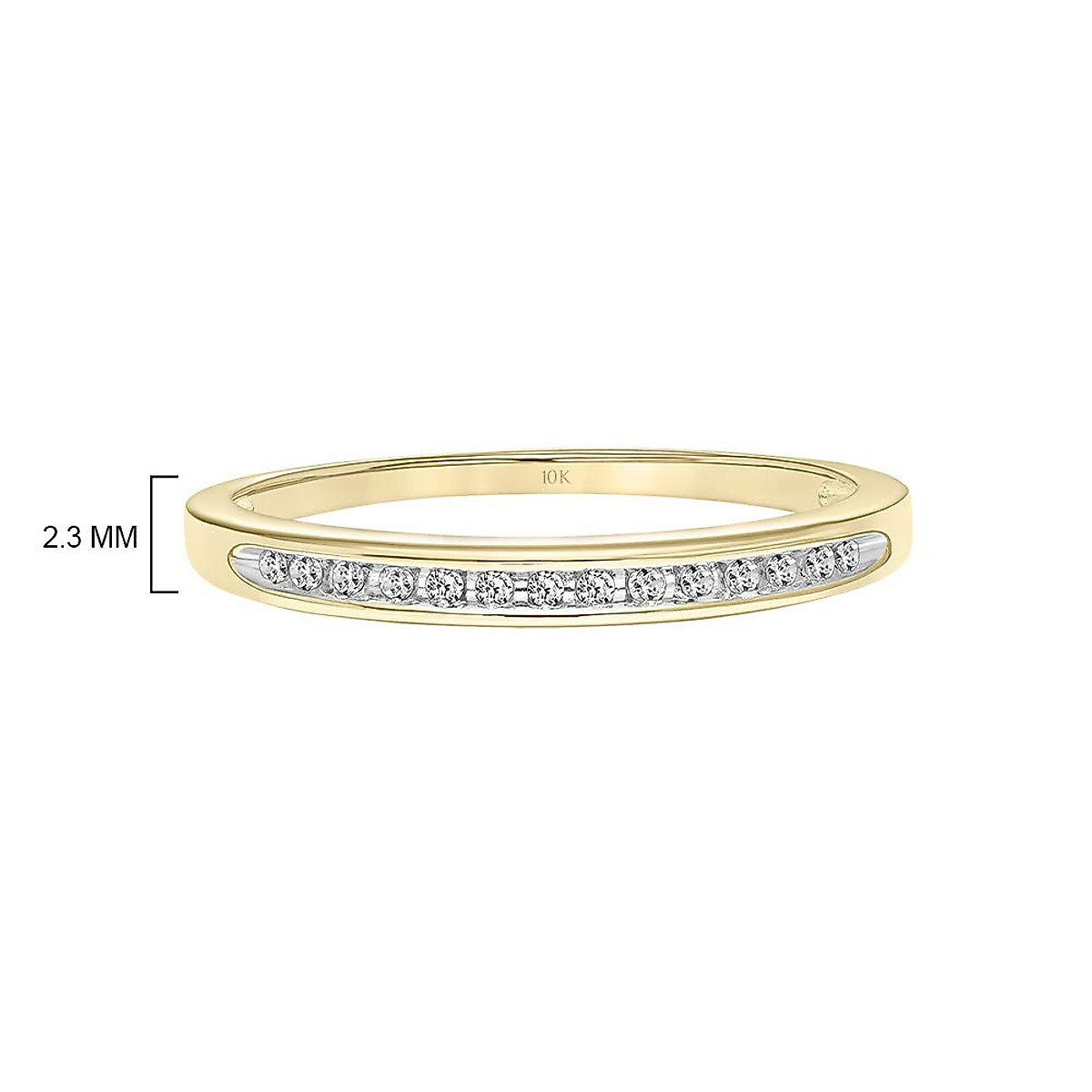 Brilliant Expressions 10K Yellow Gold 1/20 Cttw Conflict Free Diamond Channel-Set Wedding or Anniversary Band (I-J Color, I2-I3 Clarity), Size 7