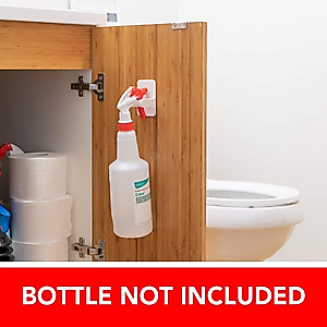 Crebri Wall Hooks for Spray Bottle, Salf-Adhesive Spray Bottle Holder, for Spray Bottles up to 32 oz - White, 2 Pack