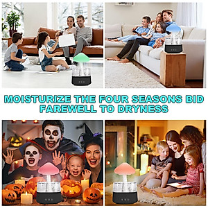 Cloud Rain Humidifier for Bedroom Water Drip Diffuser, Mushroom Diffuser, 450ml Cloud Humidifier Rain Drop,Cloud Diffuser with 7 Colors, Rain Sounds for Sleeping (08 Black)