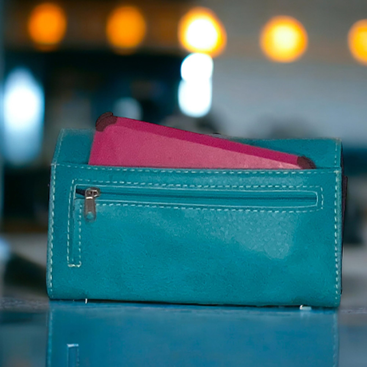 HW Collection Dog Paw Print Women Wallet Wristlet Crossbody Gifts Small Purse Clutch (Turquoise)