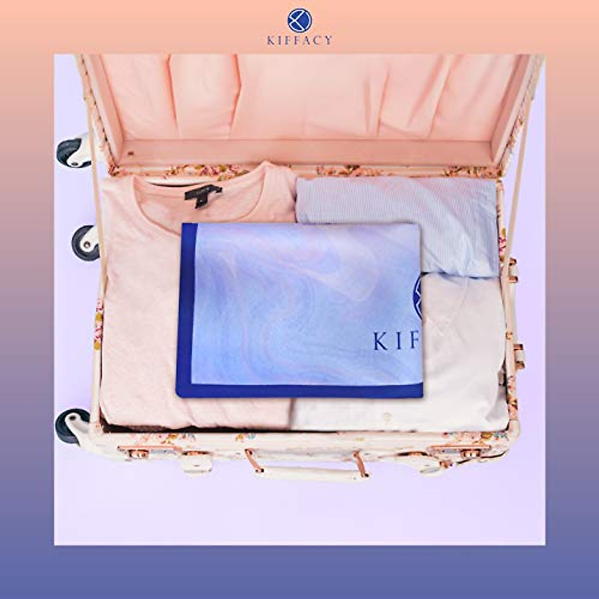 KIFFACY Travel Yoga Mat Foldable Lightweight - Non-Slip 1.5mm Thin Travel Hot Yoga Mat for Yoga Pilates Fitness Exercise, Light Eco Natural Rubber Portable Washable Suede Folding Mat w/Bag