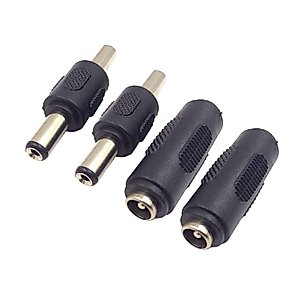 Qaoquda DC 5.5 x 2.1mm Power Adapter, (2 Pairs) DC Power 5.5mm x 2.1mm Female to Female Coupler, Male to Male Coupler, for LED/CCTV Camera