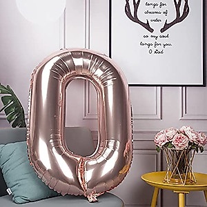 40 Number Balloons Rose Gold 40 Foil Mylar Big Giant Jumbo Balloons Gold Rose for Women Mom Sister 40th Birthday Party Supplies 40 Anniversary Events Decorations