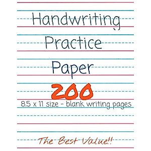 Handwriting Practice Paper for Kids: Dotted lined notebook for kids, 200 pages, 8.5x11 size, blank handwriting practice pages for kids